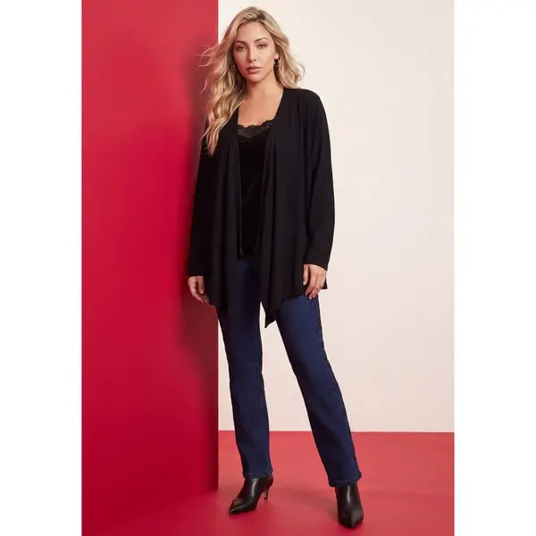 Roaman's Lightweight Cardigan Sweater - Midnight Violet