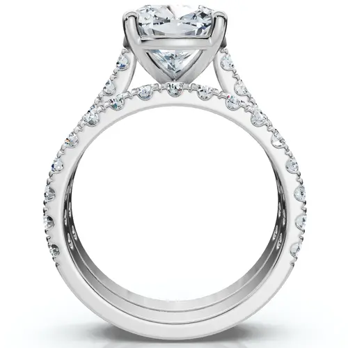 BLISS DIAMOND Certified 4ct Cushion Diamond Engagement Wedding Ring Set - 14k White Gold