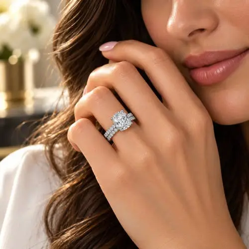 BLISS DIAMOND Certified 4ct Cushion Diamond Engagement Wedding Ring Set - 14k White Gold
