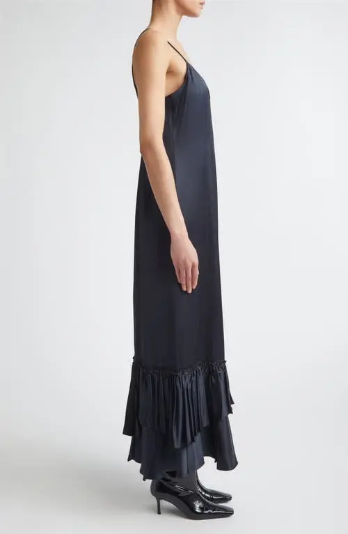 JIL SANDER Layered Ruffle Hem Maxi Dress - Black