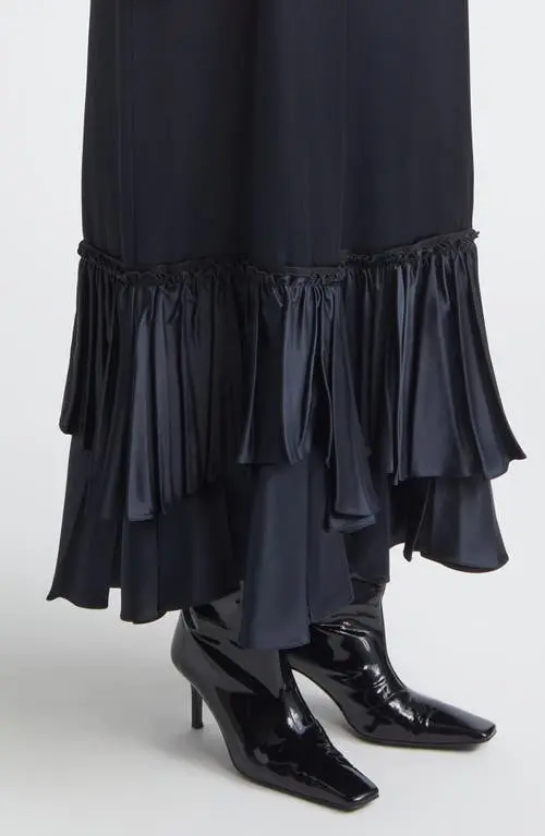 JIL SANDER Layered Ruffle Hem Maxi Dress - Black