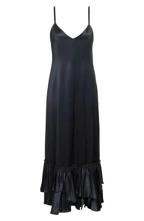 JIL SANDER Layered Ruffle Hem Maxi Dress - Black