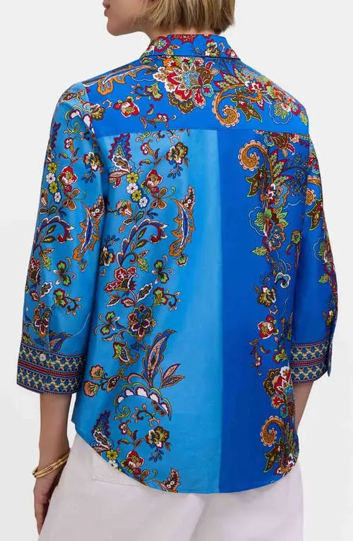 Foxcroft Margaret Floral Cotton Button-up Shirt
