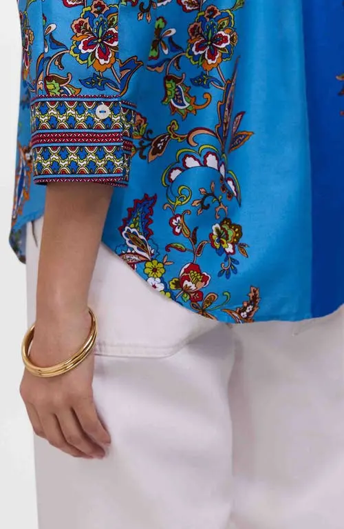 Foxcroft Margaret Floral Cotton Button-up Shirt