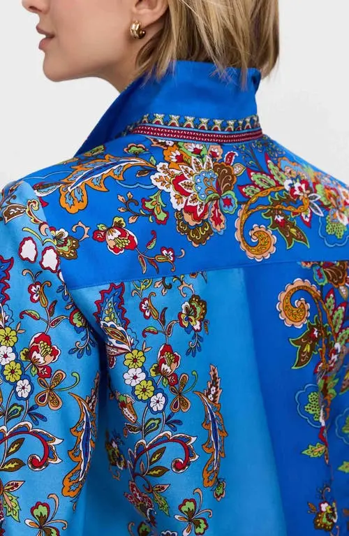 Foxcroft Margaret Floral Cotton Button-up Shirt