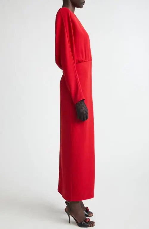 Valentino Garavani Long-sleeve Silk Cady Couture Dress - Red