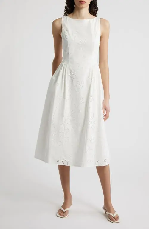 Sam Edelman Eyelet Sleeveless Fit & Flare Midi Dress