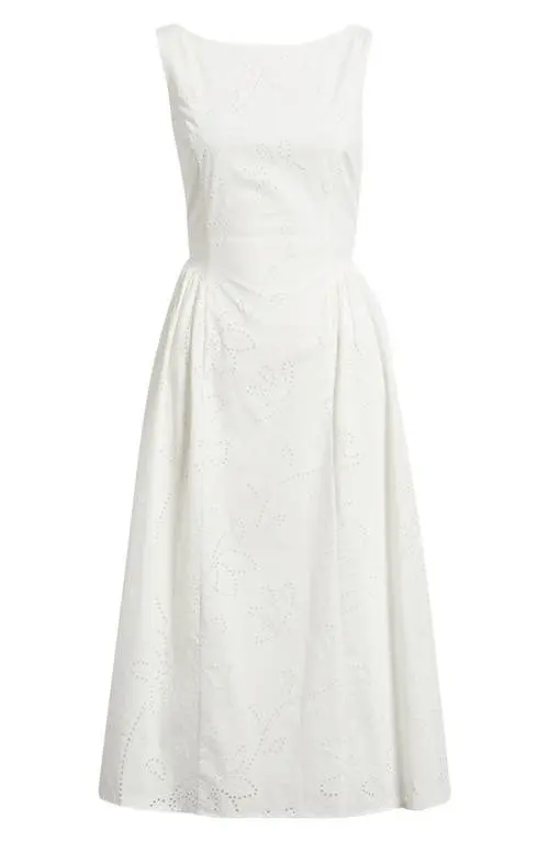 Sam Edelman Eyelet Sleeveless Fit & Flare Midi Dress - White | Editorialist