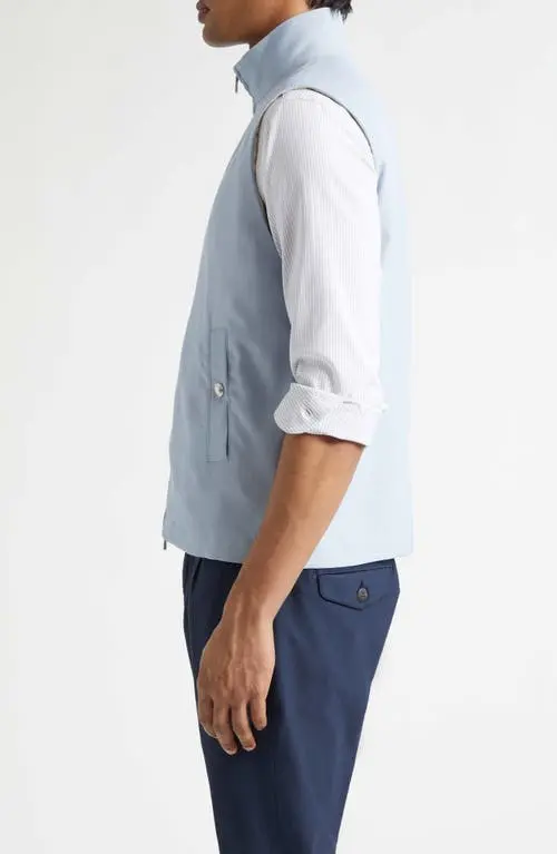 Eleventy Silk Zip Vest - 08 Denim