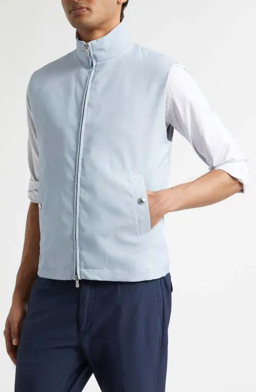 Eleventy Silk Zip Vest - 08 Denim