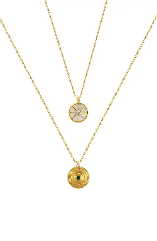 RETRO CHIC Compass Layered Necklace Set - Gold