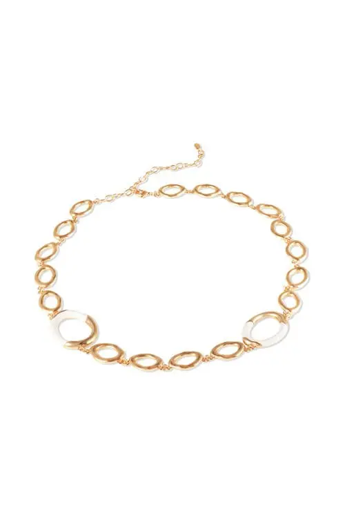 RETRO CHIC Time Ripples Round Necklace - Gold
