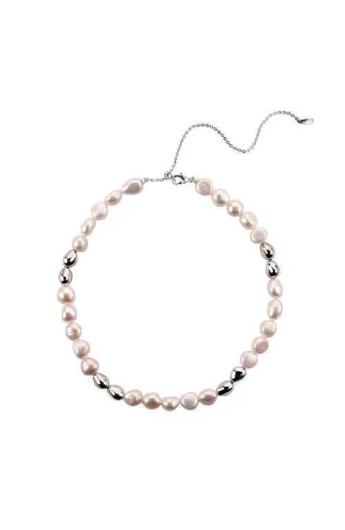 RETRO CHIC Eden Pearl Necklace - Silver