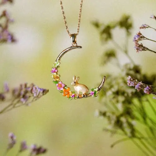 BILL SKINNER STUDIO Rabbit Hoop Pendant Necklace - Flower Rabbit