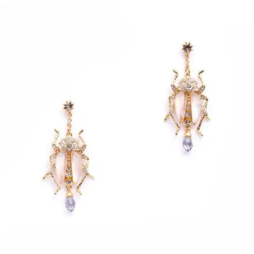 BILL SKINNER STUDIO Bejewelled Beetle Drop Earrings - Bettle