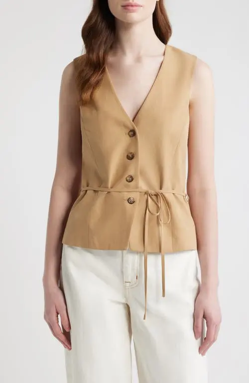 Rag & Bone Paulette Tie Waist Vest - Fawn
