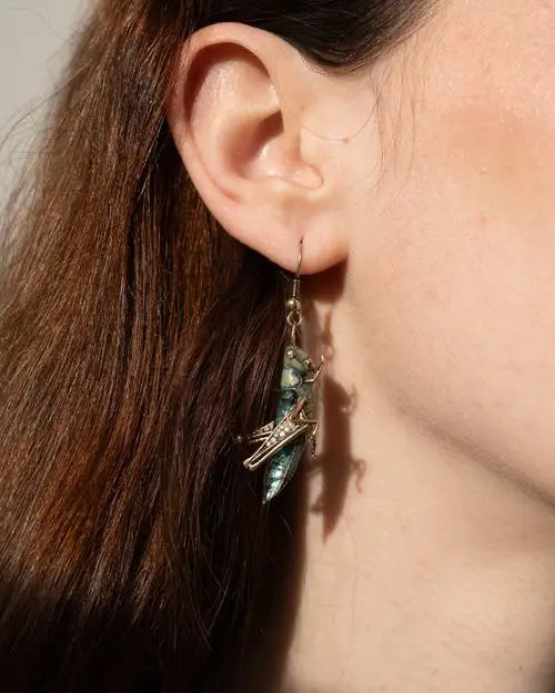 BILL SKINNER STUDIO Gold Plated Grasshopper Dangle Earrings
