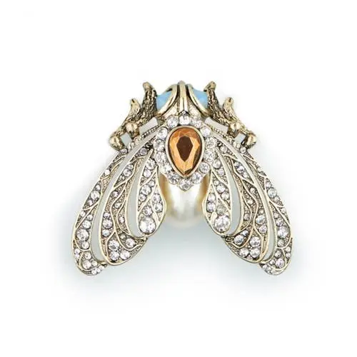 BILL SKINNER STUDIO Brooch With Crystals And Pearls - Moth