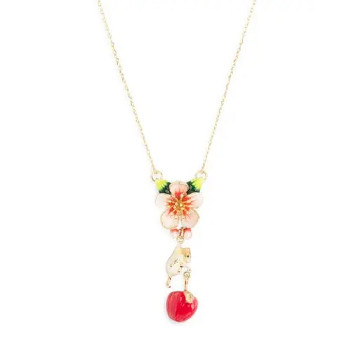 BILL SKINNER STUDIO Apple Blossom And Mouse Pendant Necklace - Apple And Mouse