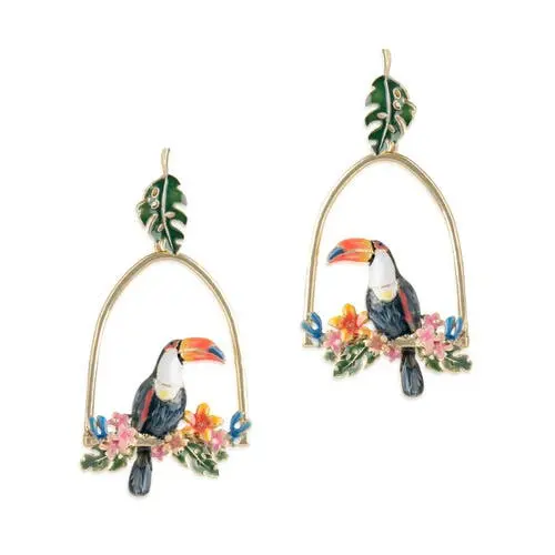 BILL SKINNER STUDIO Bloom Hoop Drop Earrings - Toucan