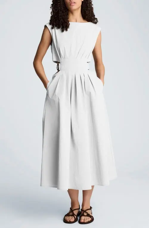 KENNETH COLE Cutout D-ring Tie Back Midi Dress - Pure White