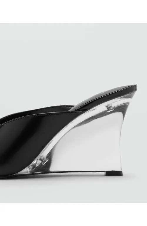 Mango Peep Toe Wedge Slide Sandal