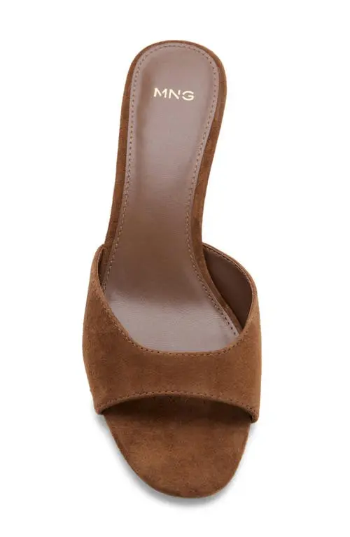 Mango Funnel Heel Suede Slide Sandals