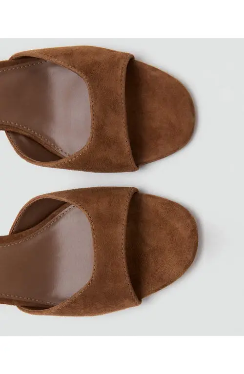 Mango Funnel Heel Suede Slide Sandals