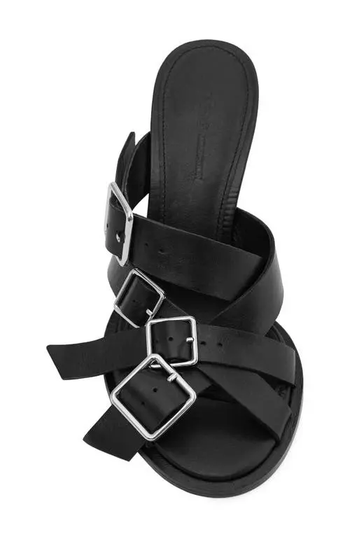 Mango Leather Slide Sandal