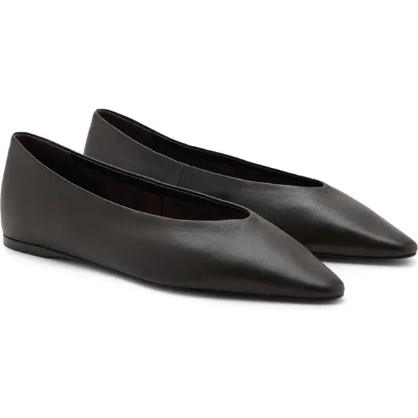 Mango Pointed Toe Leather Ballerinas