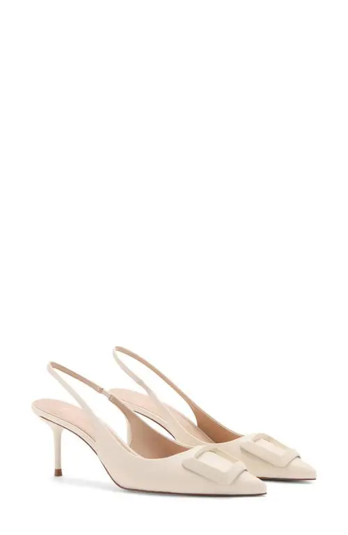Mango Slingback Pointed Toe Pumps - Ecru