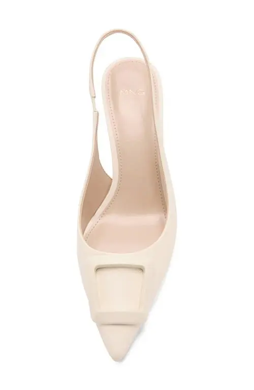 Mango Slingback Pointed Toe Pumps - Ecru