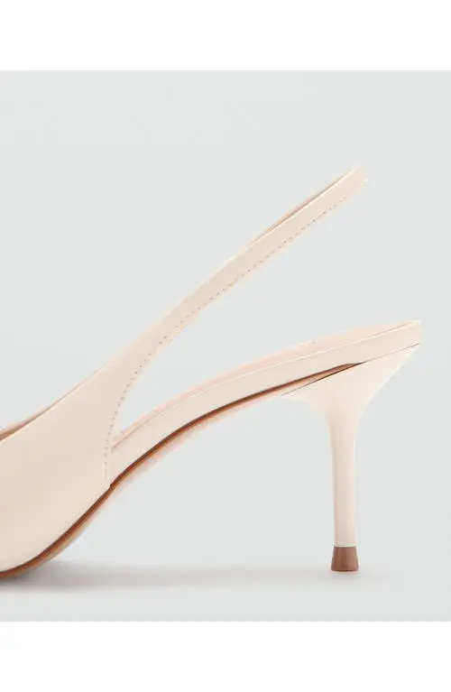 Mango Slingback Pointed Toe Pumps - Ecru