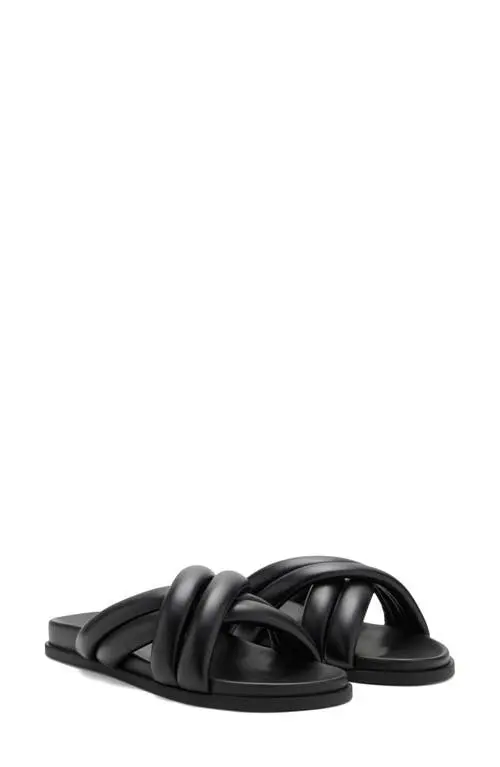 Mango Padded Crisscross Strap Slide Sandal - Black