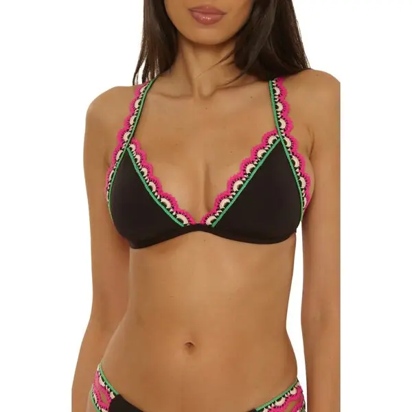 Lucky Brand Malaga Crochet Trim Triangle Bikini Top - Black