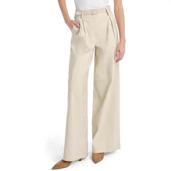 FAVORITE DAUGHTER The Miranda Wide Leg Linen Blend Pants - Light Khaki