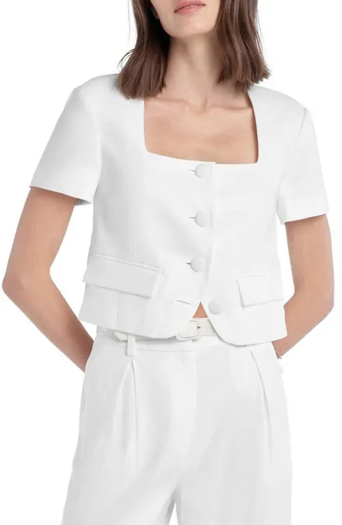 FAVORITE DAUGHTER The Mayfair Linen Blend Top - White