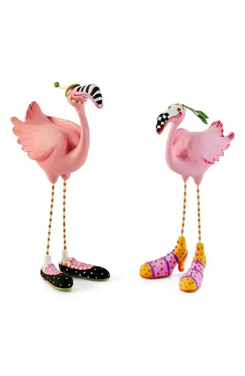 MACKENZIE-CHILDS Patience Brewster Sheila & Sheldon Flamingo Figurines - Pink