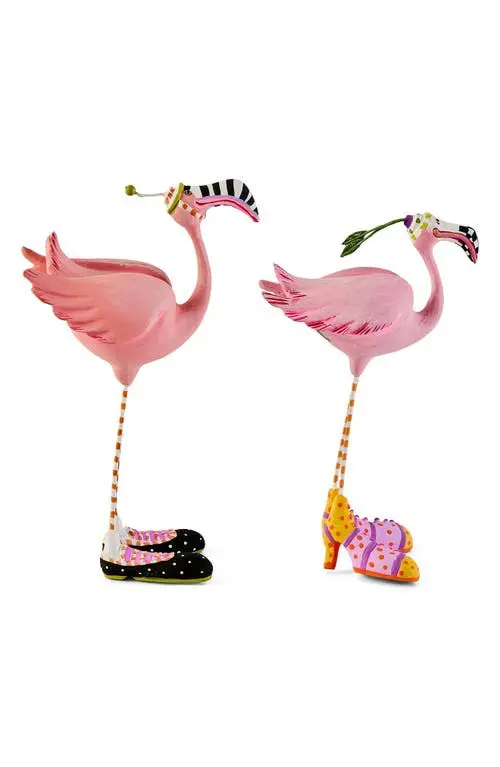 MACKENZIE-CHILDS Patience Brewster Sheila & Sheldon Flamingo Figurines
