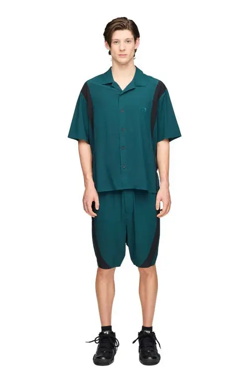 Y3 Mesh Panel Woven Shorts - Green