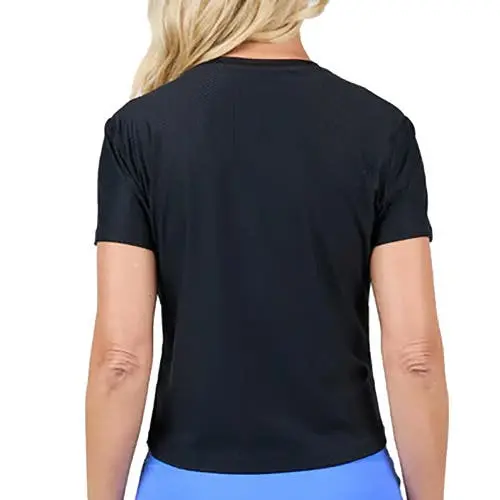 SOFIBELLA Mesh Short Sleeve Tennis Shirt - Black