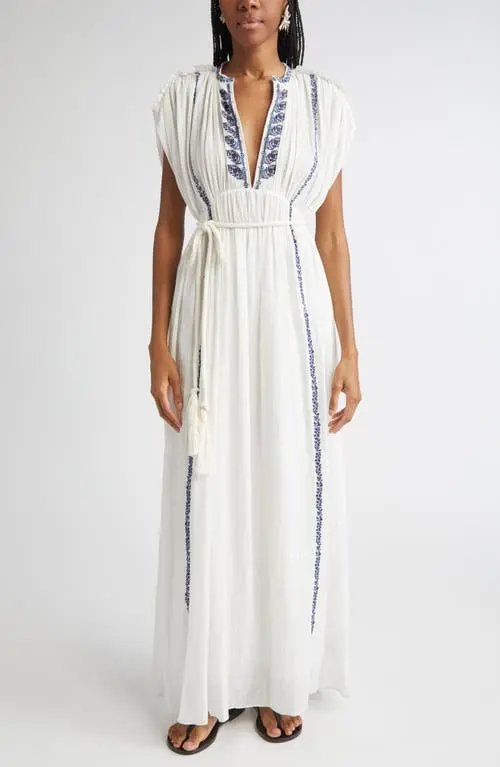 Isabel Marant Liviane Embroidered Maxi Dress - Ecru/blue
