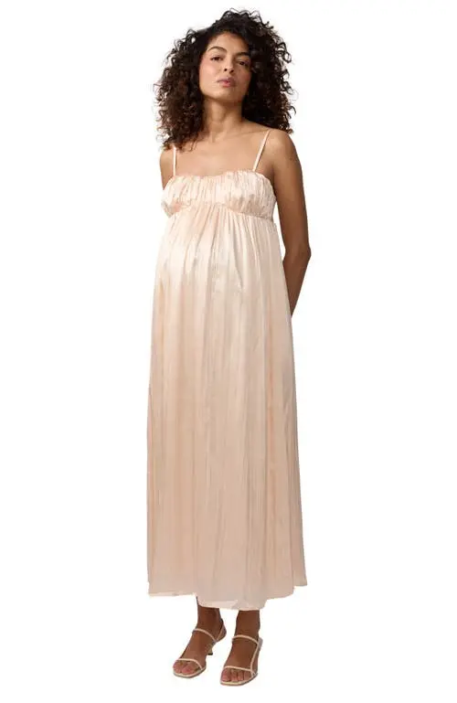 INGRID & ISABEL Satin Slip Maxi Dress - Peach