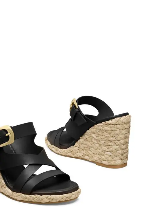 STUART WEITZMAN Sai Espadrille Wedge Sandal - Black