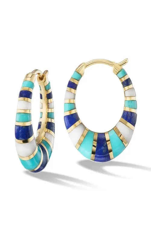 ORLY MARCEL Mini Inlay Hoop Earrings - Blue