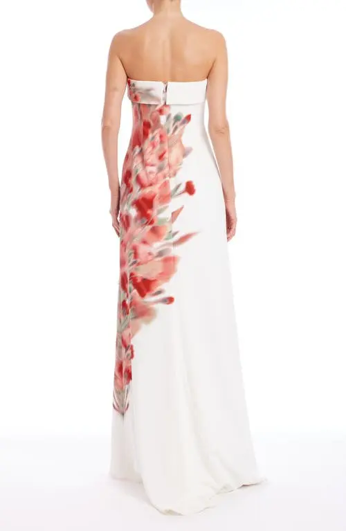 Badgley Mischka Embellished Floral Strapless Gown