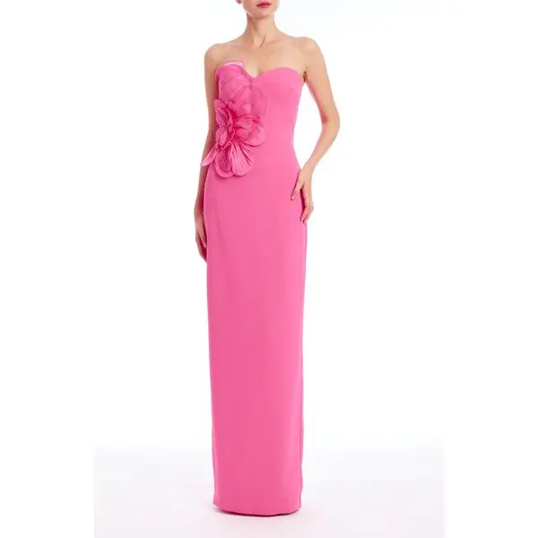 Badgley Mischka Strapless Evening Gown - Magenta