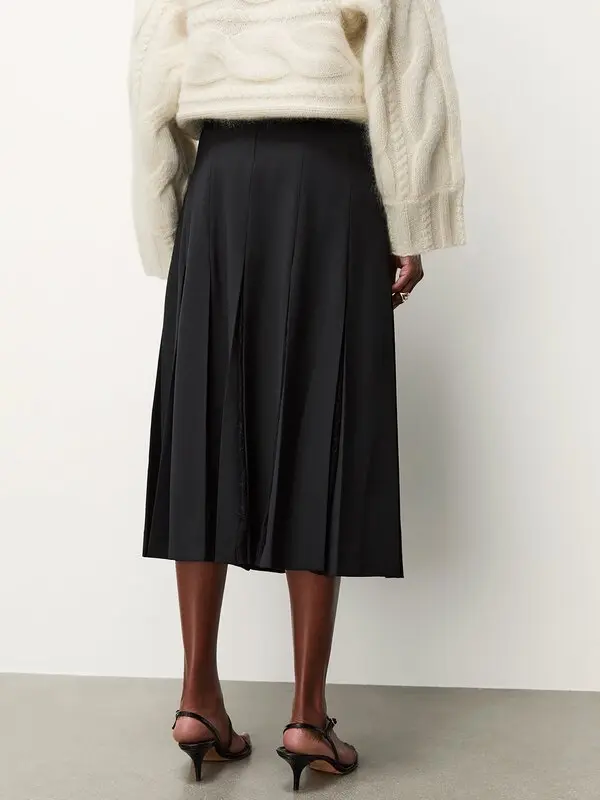 GWYN Lace-paneled Pleated Skirt