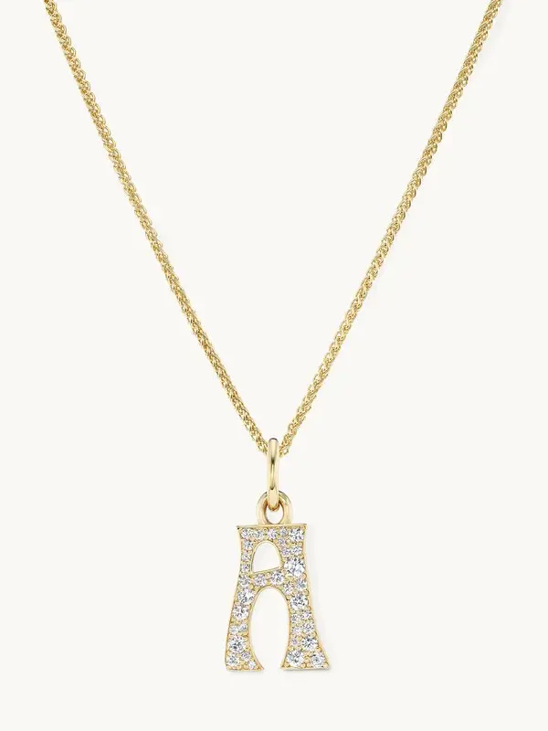 MARLO LAZ Pave Diamond Initial Pendant Necklace - One-color