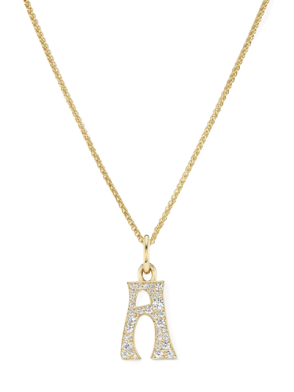 MARLO LAZ Pave Diamond Initial Pendant Necklace